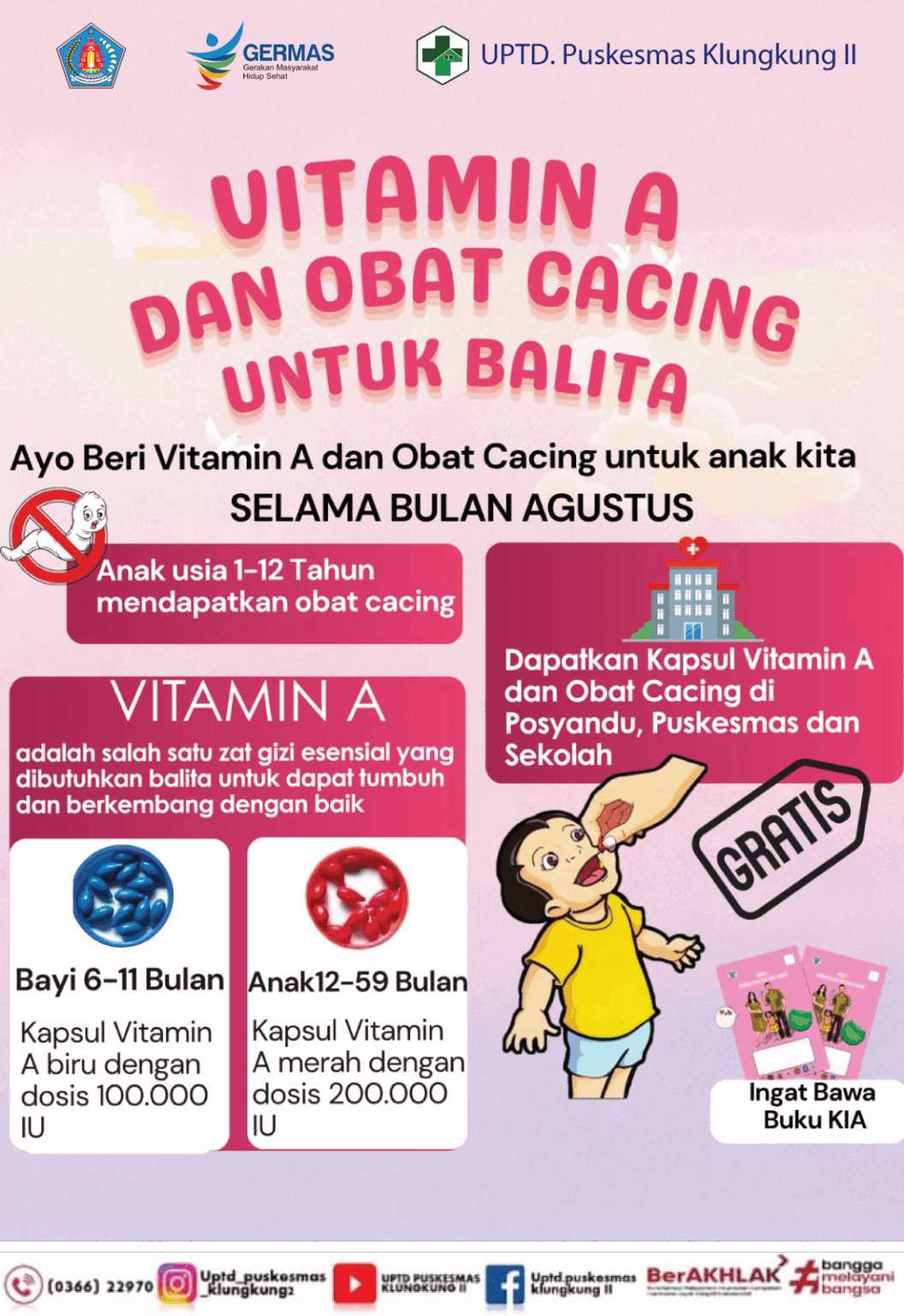 Bulan Vitamin A dan Obat Cacing Untuk Balita – Puskesmas Klungkung 2